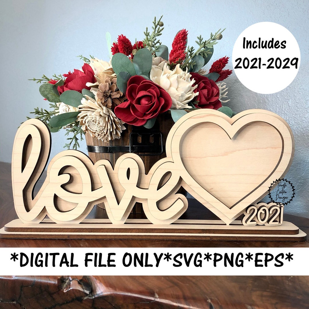 Love Photo Frame Digital File, Valentine's Day Photo Frame SVG, Heart ...