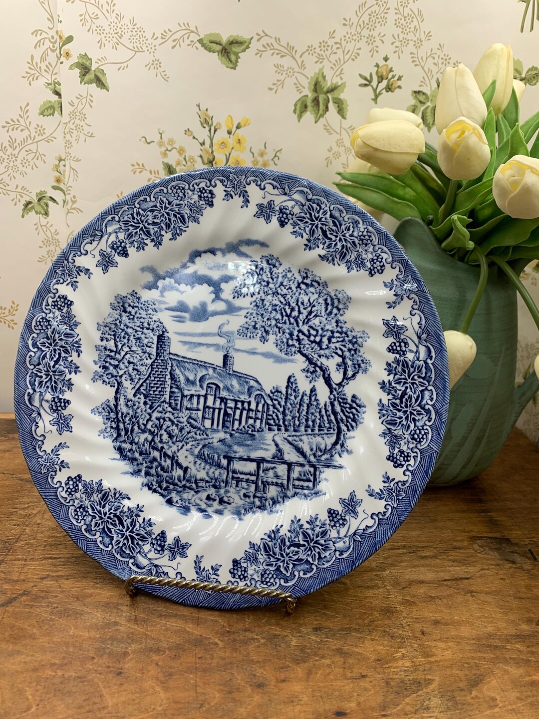 The Brook Churchill 10” Dinner Plate Blue White Made in England #2 ...