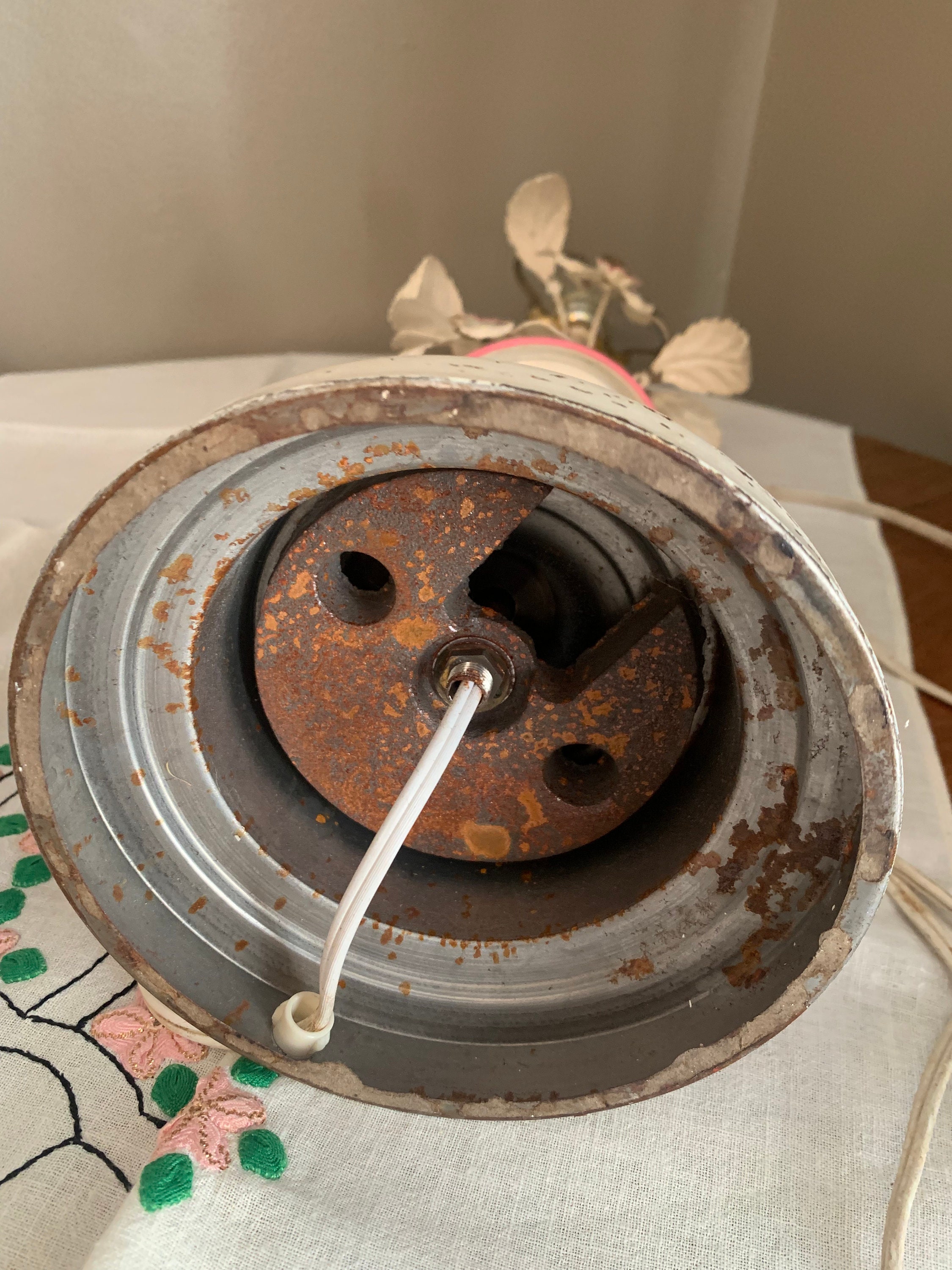 Italian Style Tole Shabby Chic Floral Lamp 1960s Pink and - Etsy