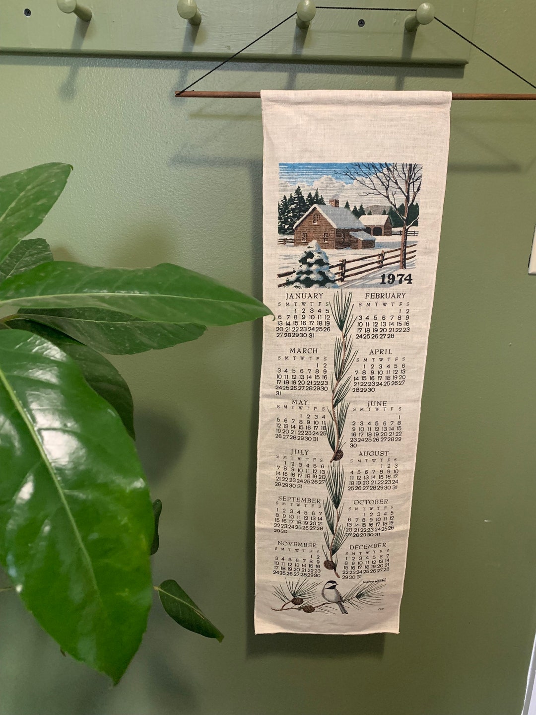 1974 Vintage Tea Towel Calendar With Winter Scene - Etsy