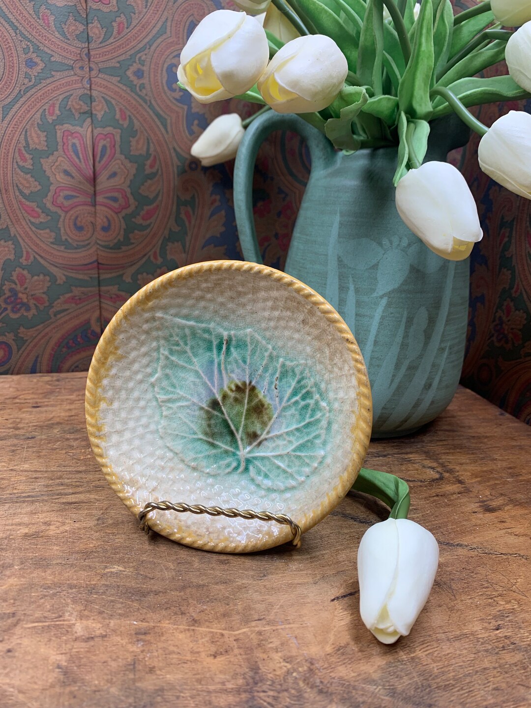 Antique 19th Century Majolica 5” Shallow Berry Bowl or Small Plate ...