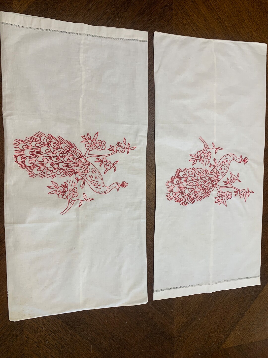 Vintage Antique 1900s Red Work Turkey Work Set of Two Pillow Cases ...