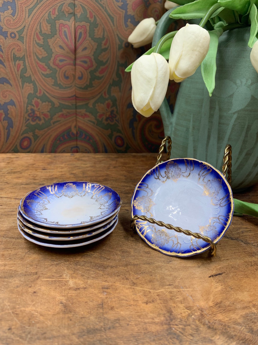 Set of 5 1800s Floral Flow Blue Butter Pats 3” - Etsy