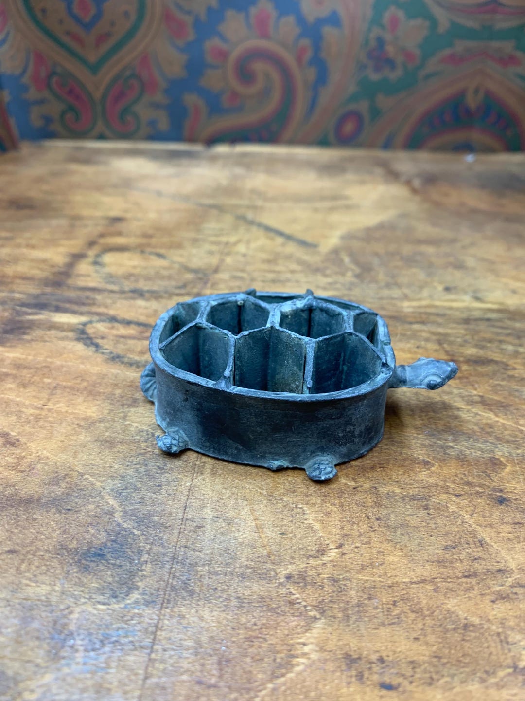 Antique Japanese Ikebana Cast Iron Turtle Flower Frog From 1920s RARE ...