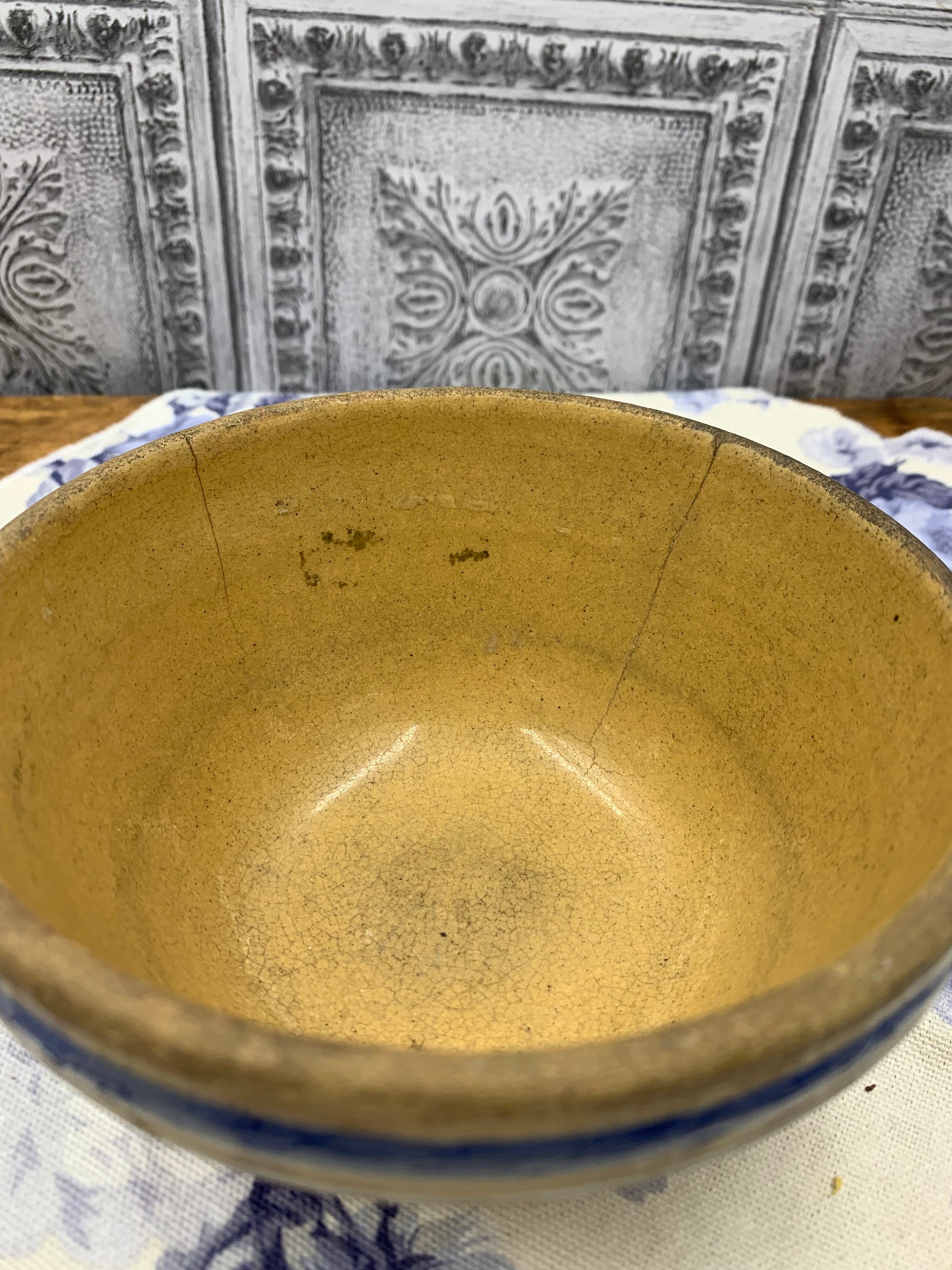 Antique Yellow Ware Bowl Blue White Stripes 5 Diameter X 2.75 Tall ...