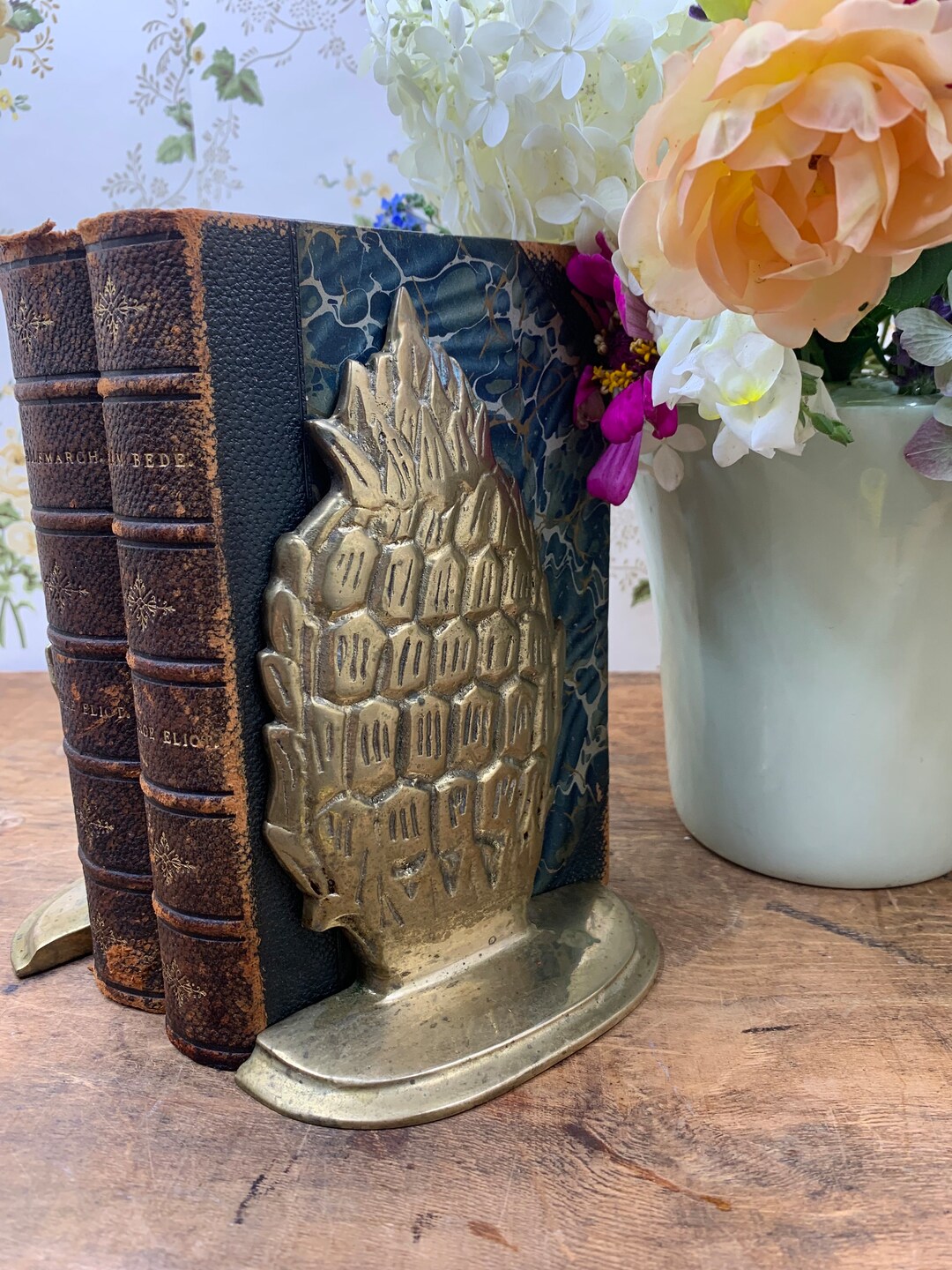 Pineapple Solid Brass Bookend Books 7” Tall Vintage - Etsy