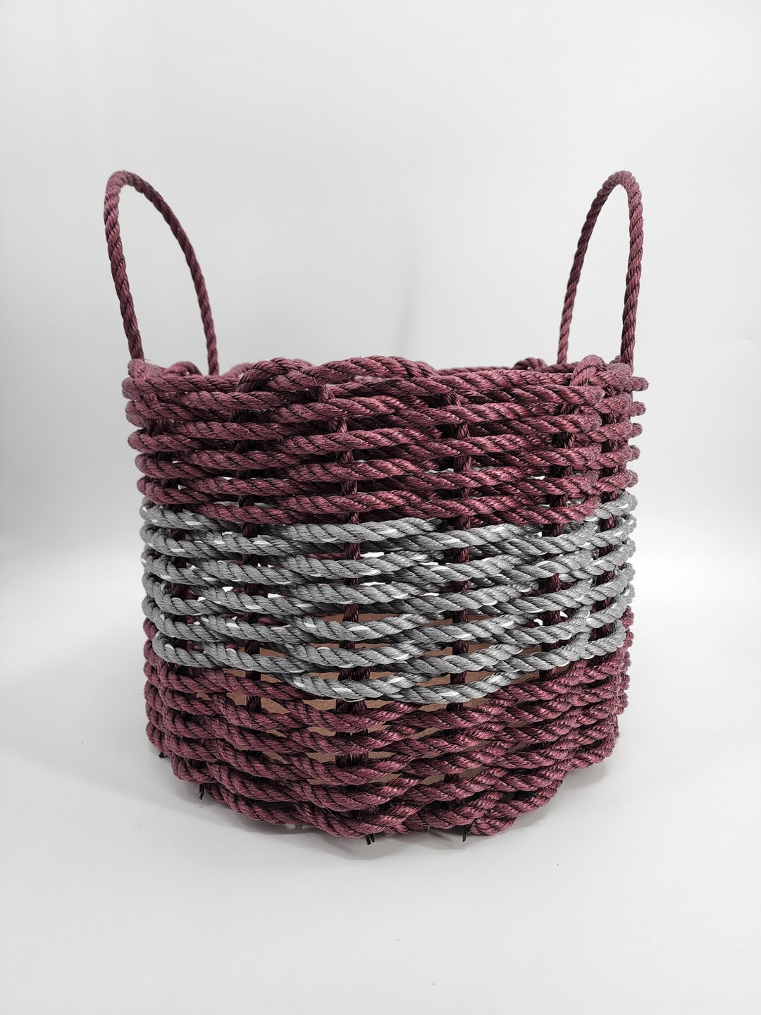 Maine Lobster Rope Basket Burgundy and Dark Gray - Etsy