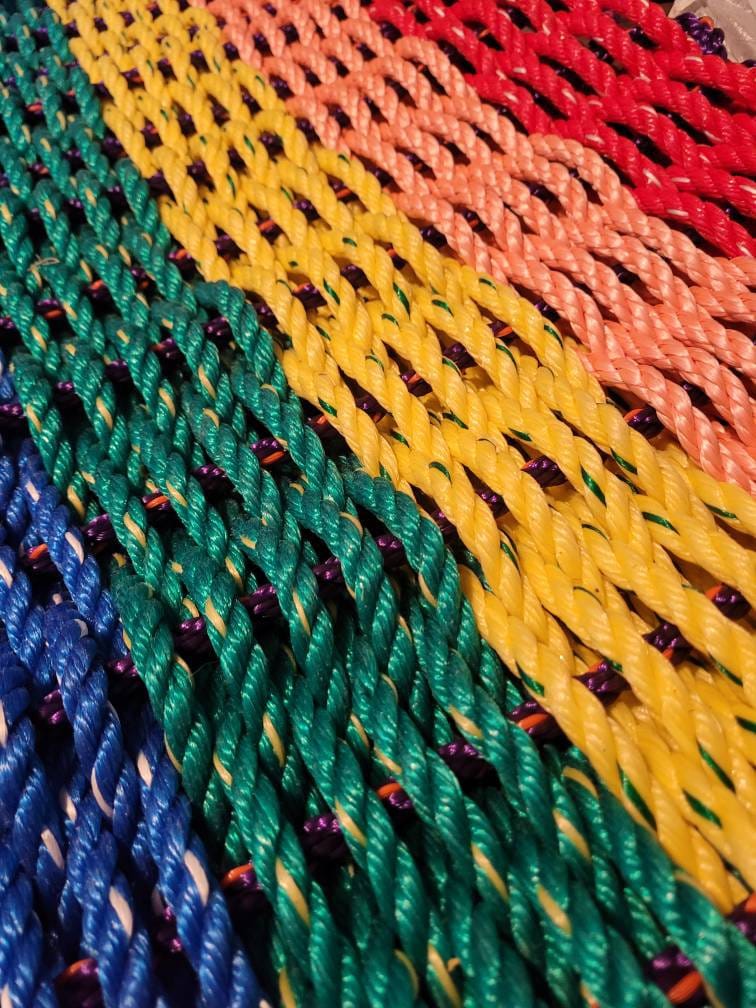 Rainbow Rope Mat Made With Lobster Rope - Etsy