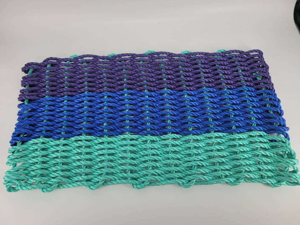 Rope Mat Made With Lobster Rope Purple Blue Teal - Etsy