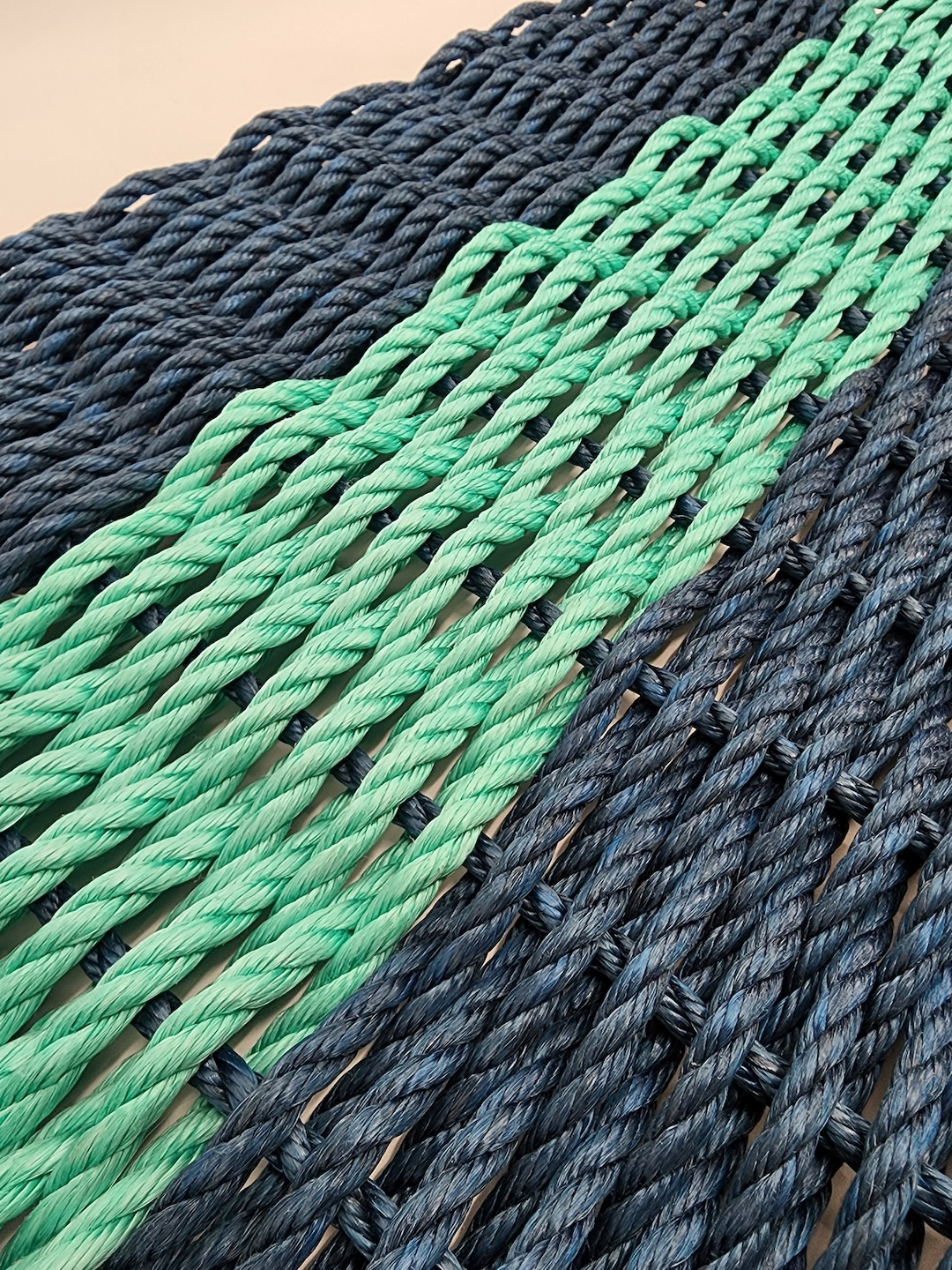 Rope Mat Made With Lobster Navy and Teal - Etsy