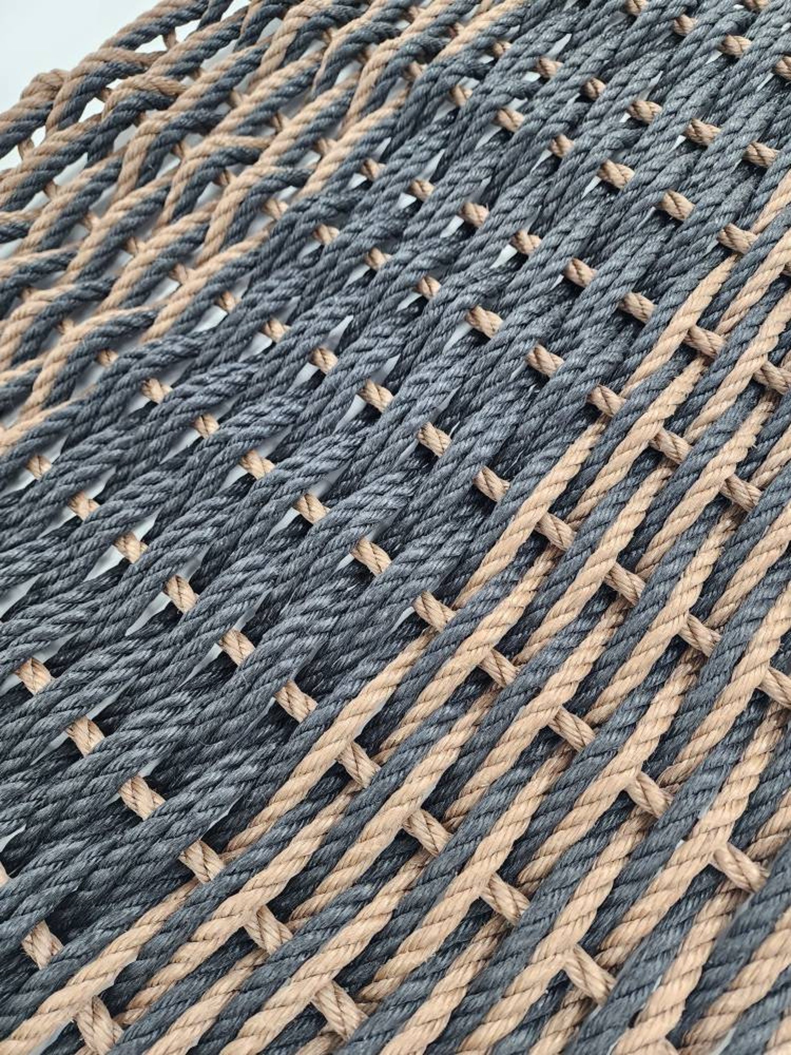 Large Rope Mat Made With Lobster Rope, Double Weave, Black and Brown - Etsy