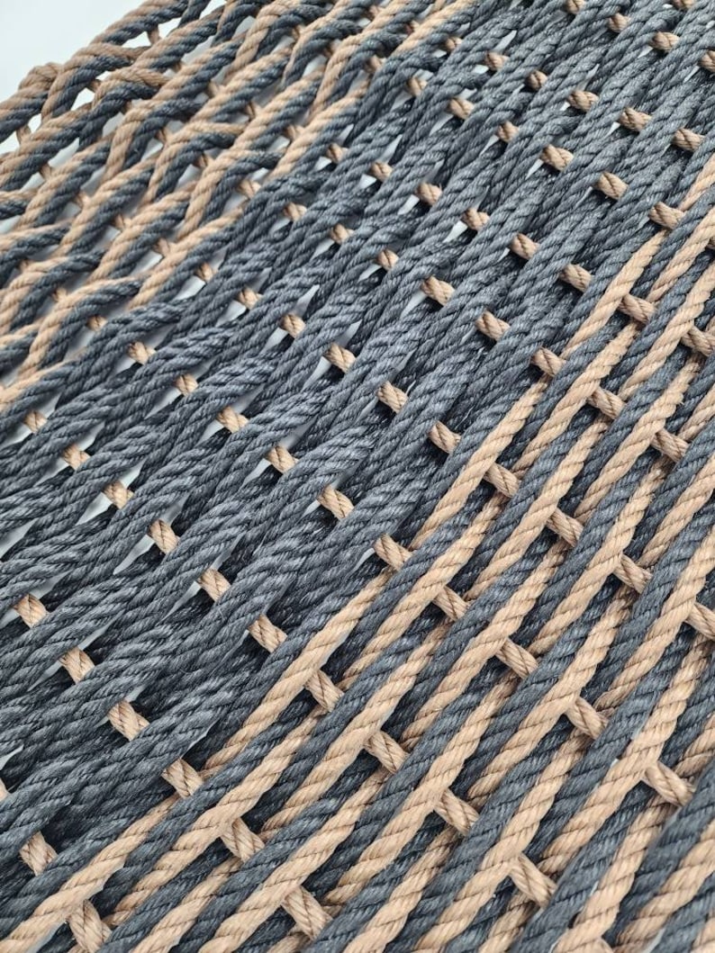 Large Rope Mat Made With Lobster Rope, Double Weave, Black and Brown - Etsy