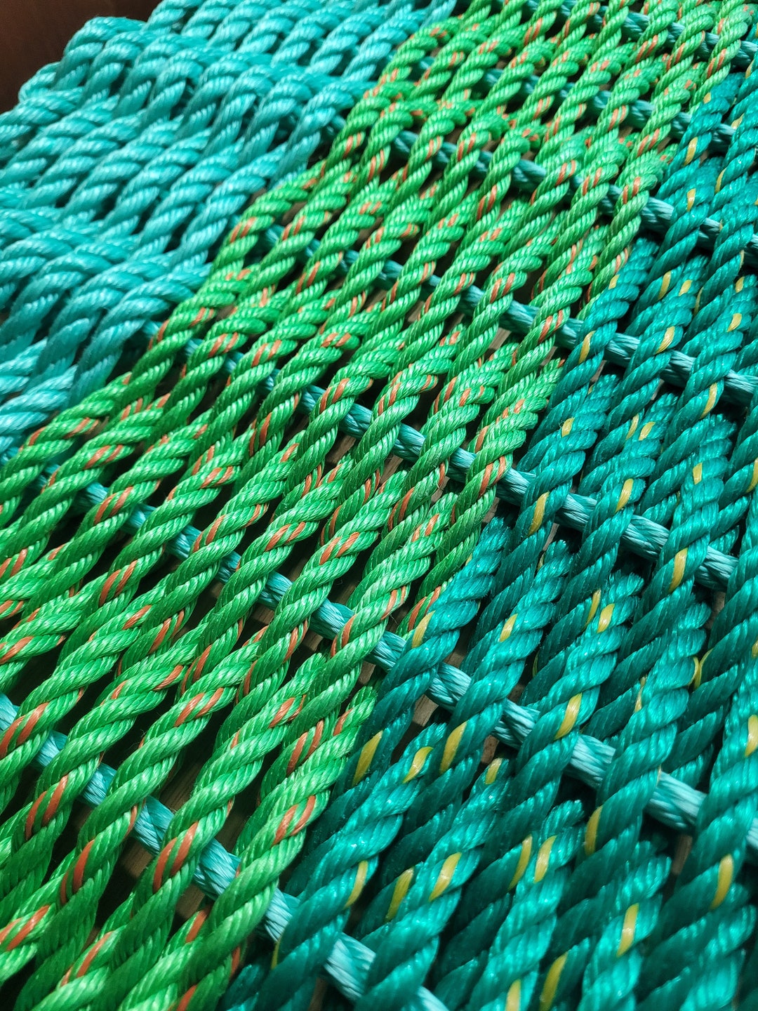 Green Ombre Rope Mat Made With Lobster Rope, Green, Light Green, Teal ...