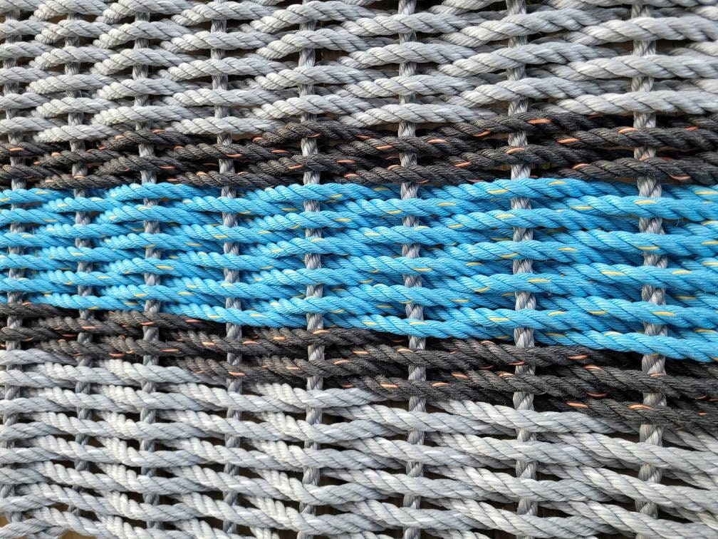 Rope Mat Made With Lobster Rope Gray With Color Options - Etsy