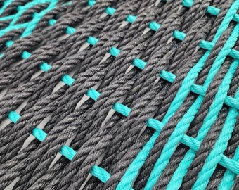 Large Rope Mat Made With Lobster Rope, Double Weave, in Navy Blue and ...