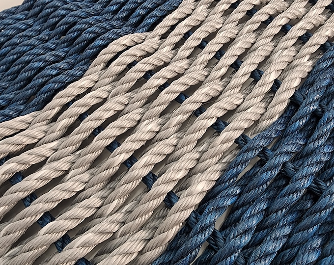 Rope Mat Made With Lobster Navy and Light Gray - Etsy