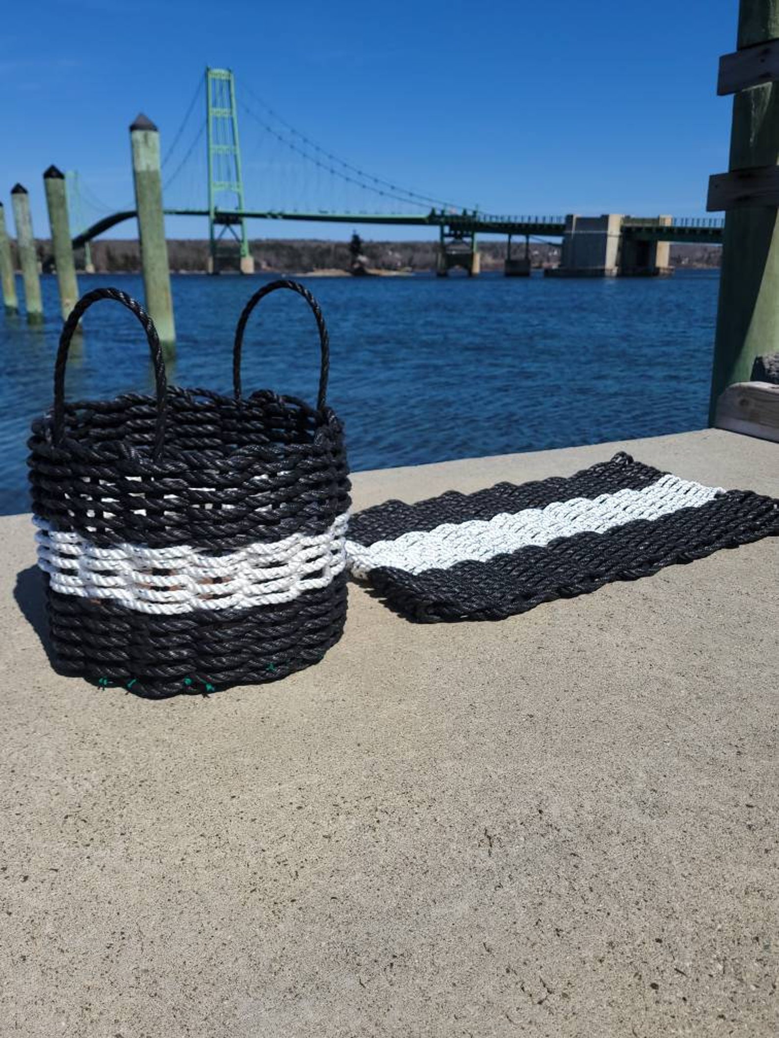 Lobster Rope Mat and Basket matching set | Etsy