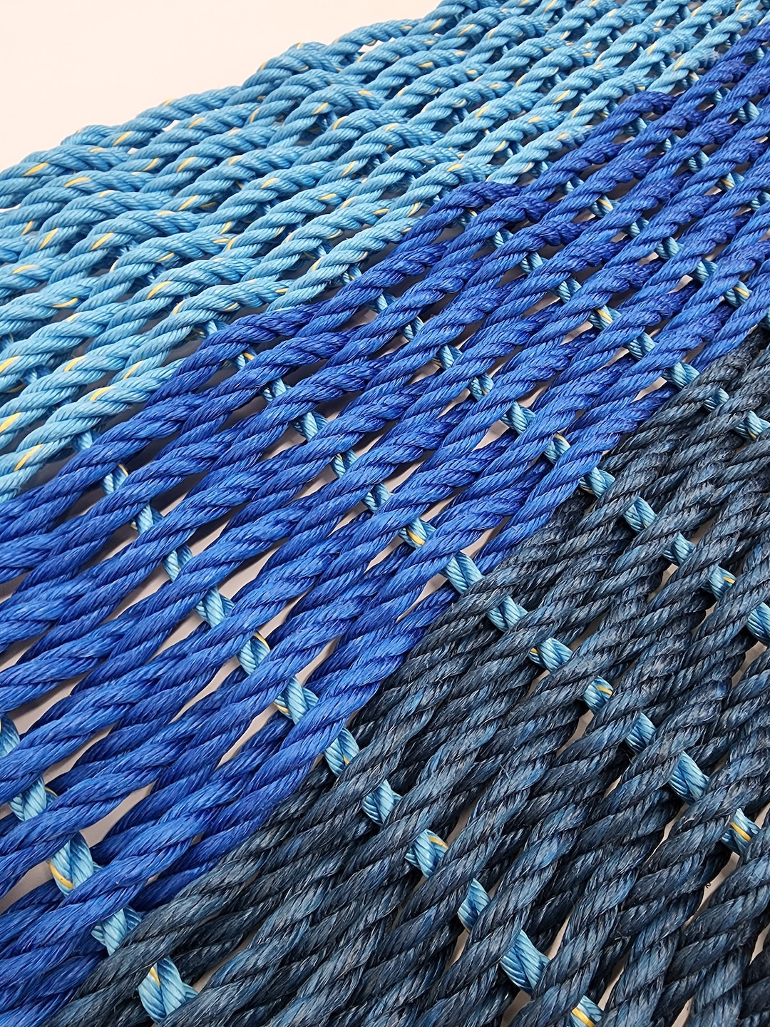 Rope Mat Made With Lobster Rope, Navy Blue, Royal Blue and Light Blue ...