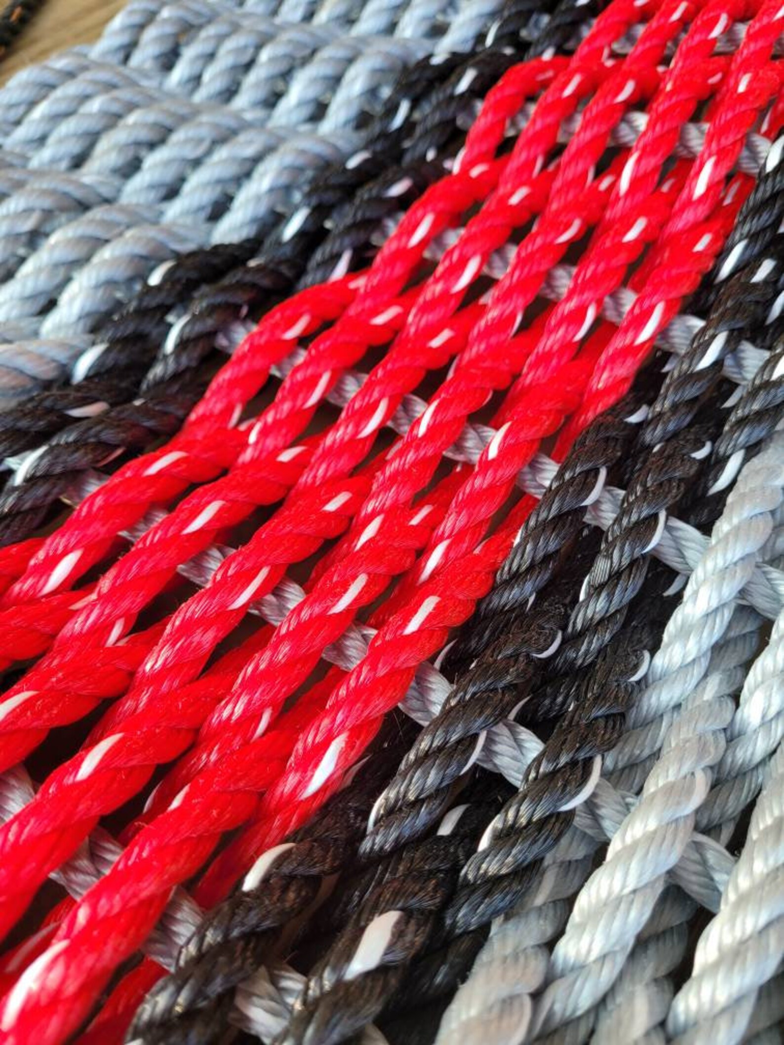 Rope Mat Made With Lobster Rope Gray With Color Options | Etsy