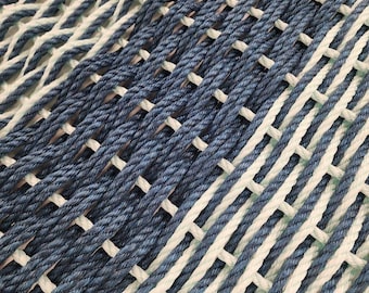 Rope Mat Made With Lobster Navy and Light Gray - Etsy