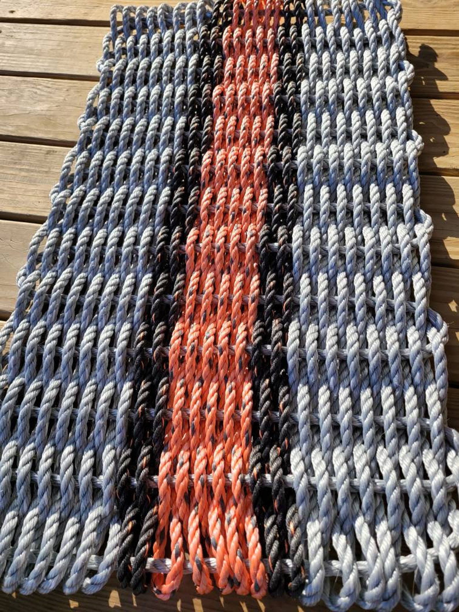 Rope Mat Made With Lobster Rope Gray With Color Options - Etsy