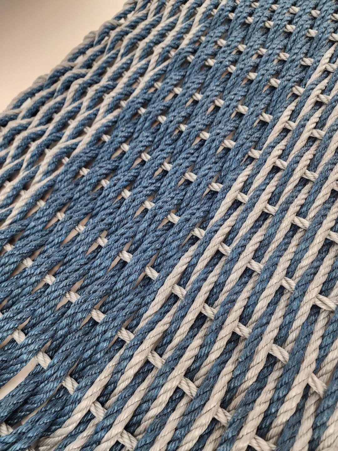 Large Rope Mat Made With Lobster Rope, Double Weave, in Navy Blue and ...