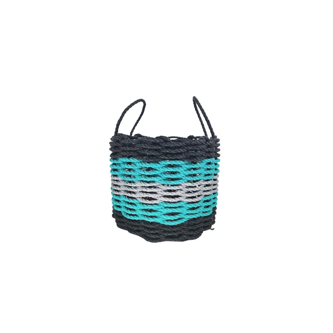 5 Stripe Rope Basket Black, Teal, Gray - Etsy