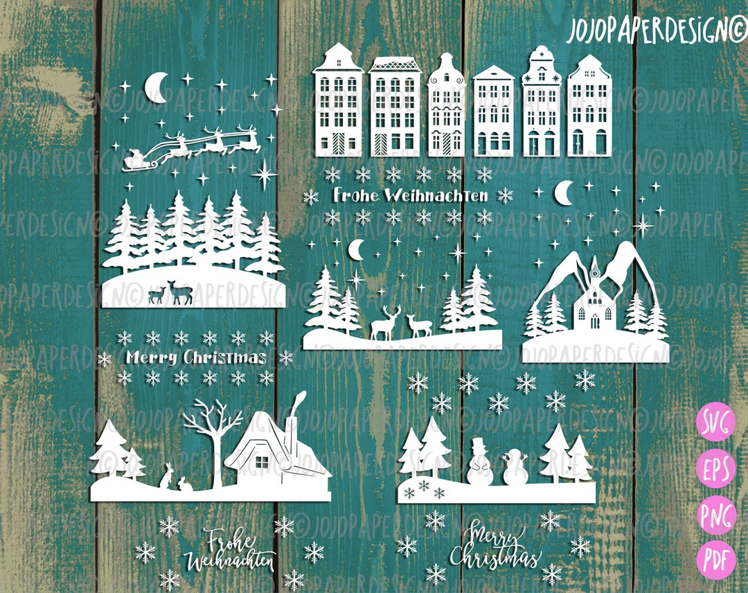 Christmas Window Scene SVG, Merry Christmas SVG for Creating Christmas ...