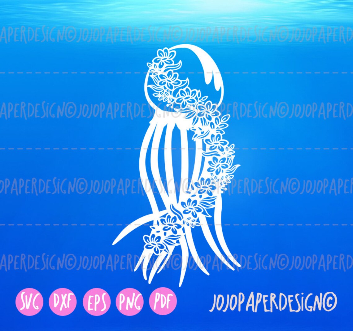 Floral Jellyfish Svg Var3, Jellyfish Svg for Cricut and Silhouette or ...