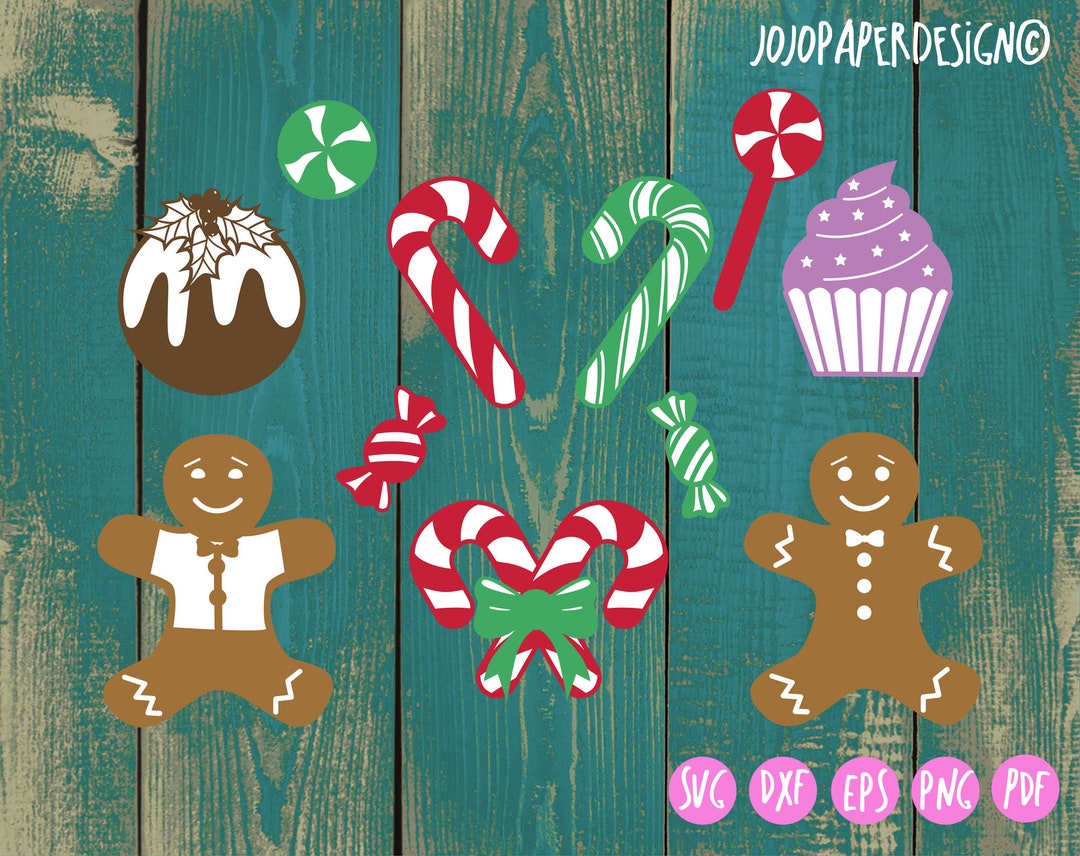 Candy Cane Svg Gingerbread Man Svg Christmas Sweets 2 Layered Cut