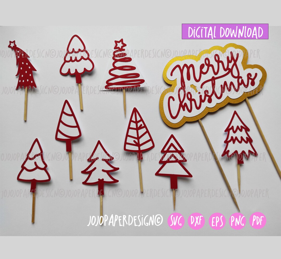 Christmas Tree SVG, Merry Christmas Cake Topper Svg,christmas Tree Cake ...