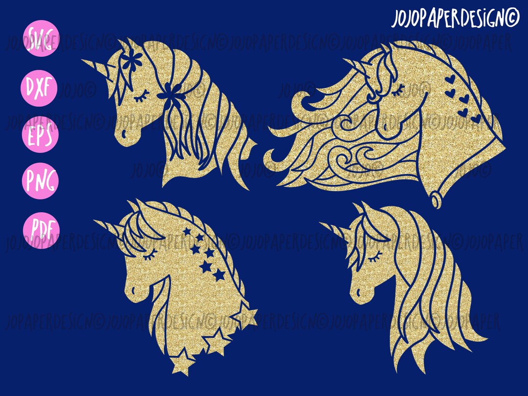 Unicorn Head SVG Bundle-8 Variations, Perfect for Cricut and Silhouette ...