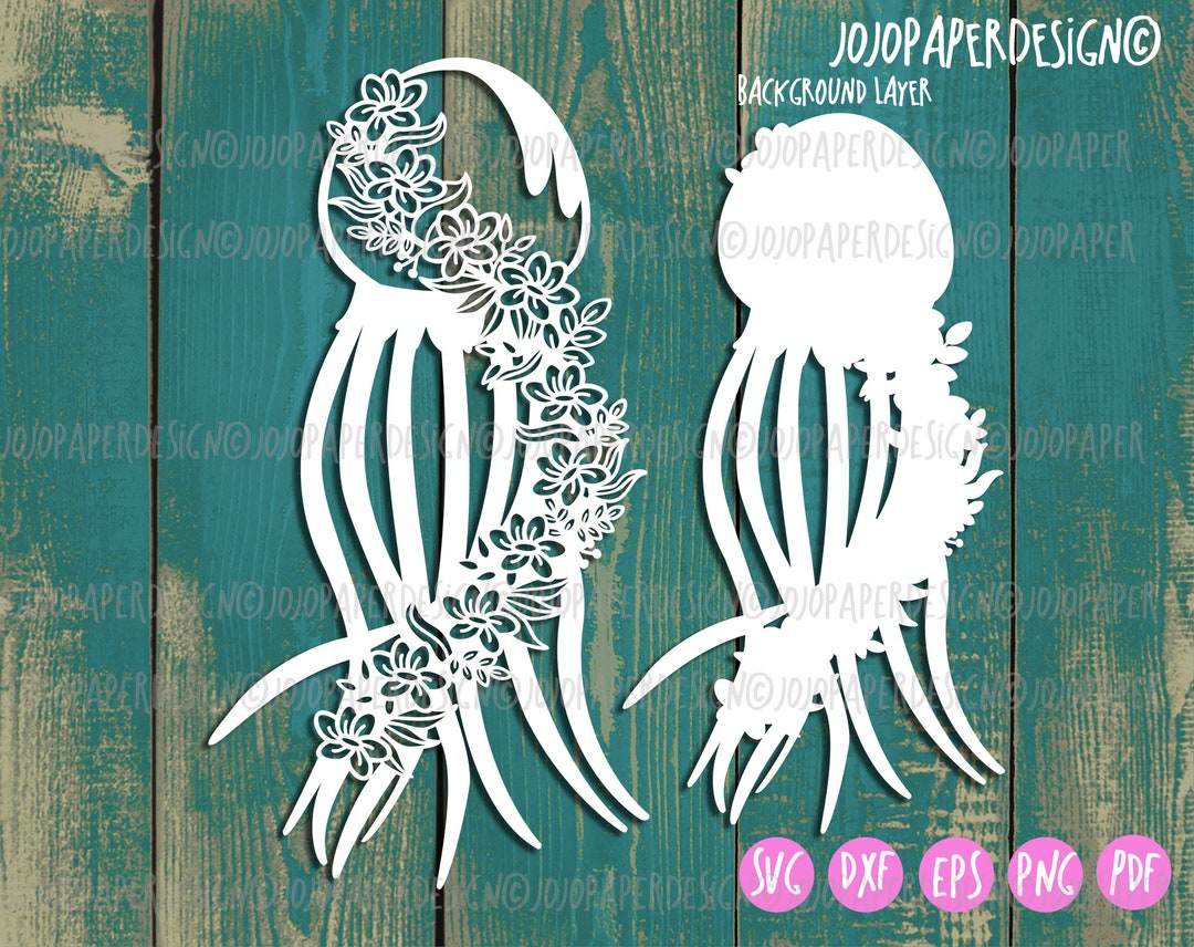 Floral Jellyfish Svg Var3, Jellyfish Svg for Cricut and Silhouette or ...