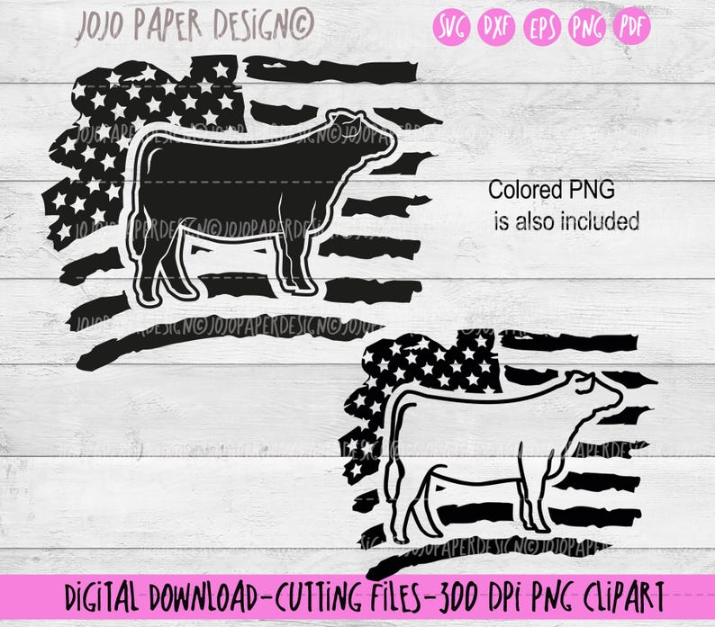 Show Heifer US Flag SVG, Show Cattle Svg, Show Heifer PNG Clipart, Beef ...