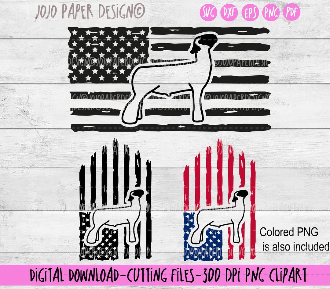 Show Lamb SVG With US Flag, Lamb Svg , Sheep Outline Png Eps Dxf Pdf ...