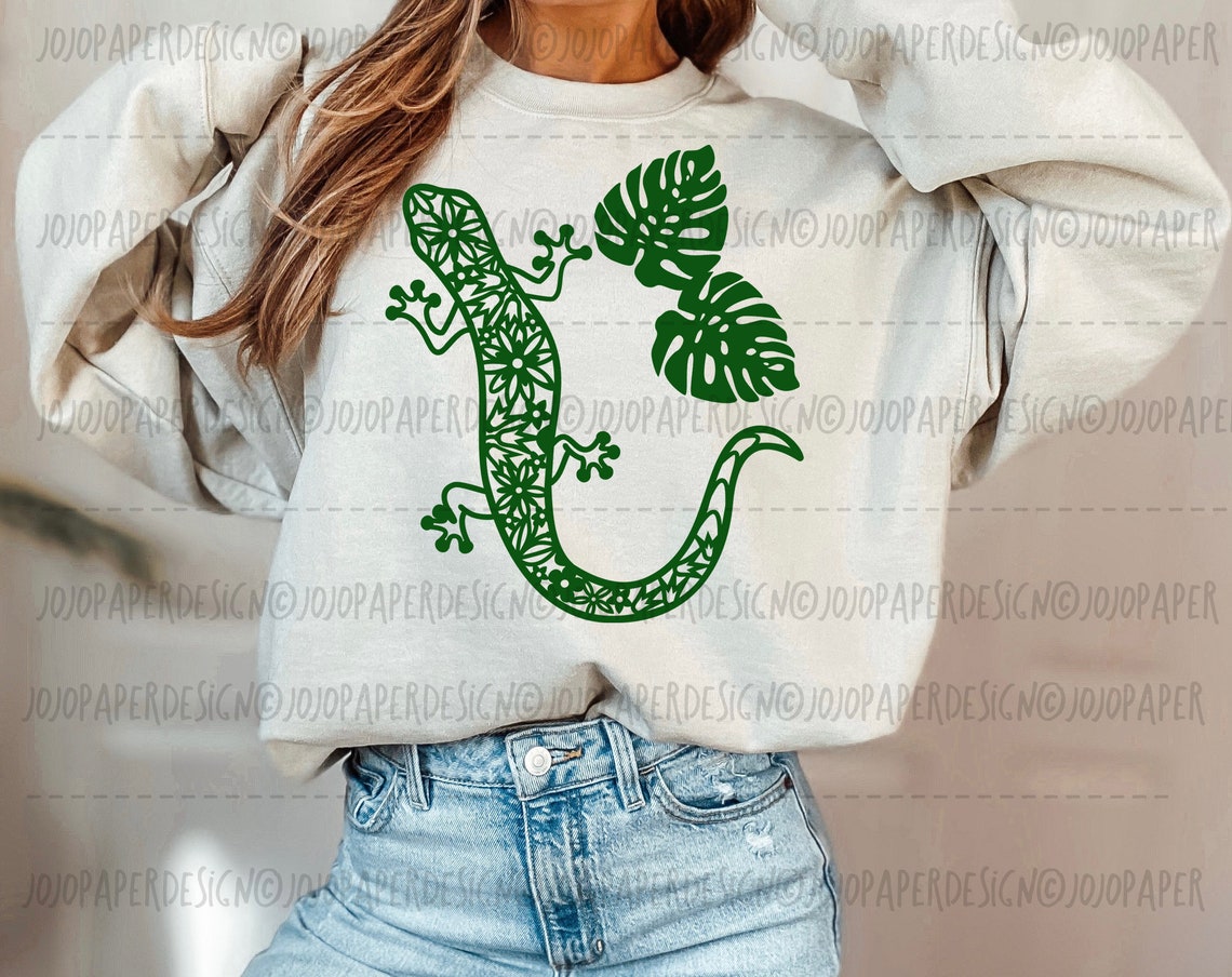 Floral Lizard SVG Gecko Svg Lizard Svg Dxf PNG for Cricut or - Etsy