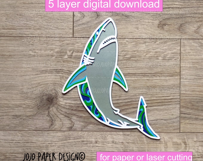 Layered Shark Laser Cut Files Svg,cricut Cut Files Cnc Files,shark ...