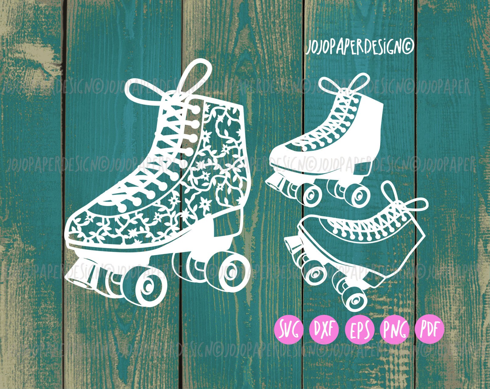 Roller Skate Svg, Floral Roller Skate Svg, Paper Cut Template for ...