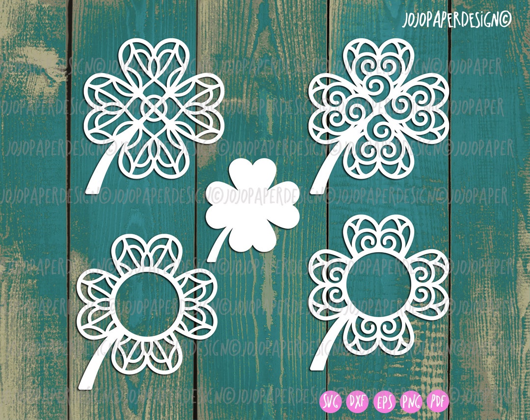 Shamrock SVG, trébol de cuatro hojas SVG, marco de nombre svg de trébol ...