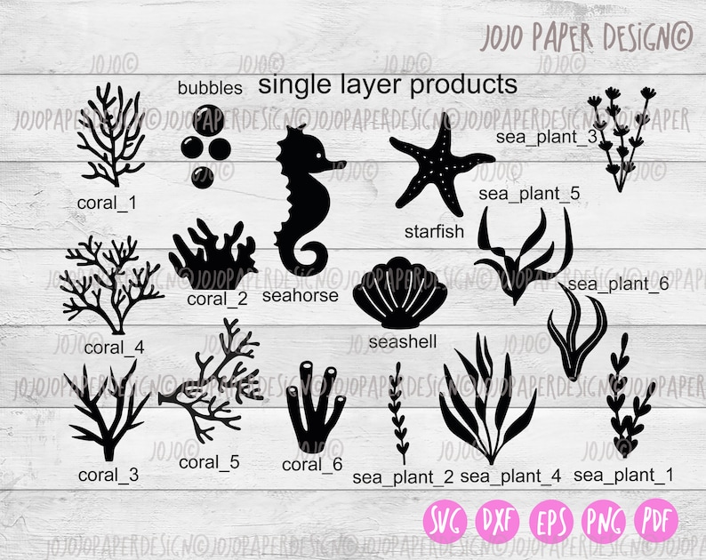 Coral SVG and Seaweed Svg Bundle,sea Creatures Svg, Sea Plants Svg ...
