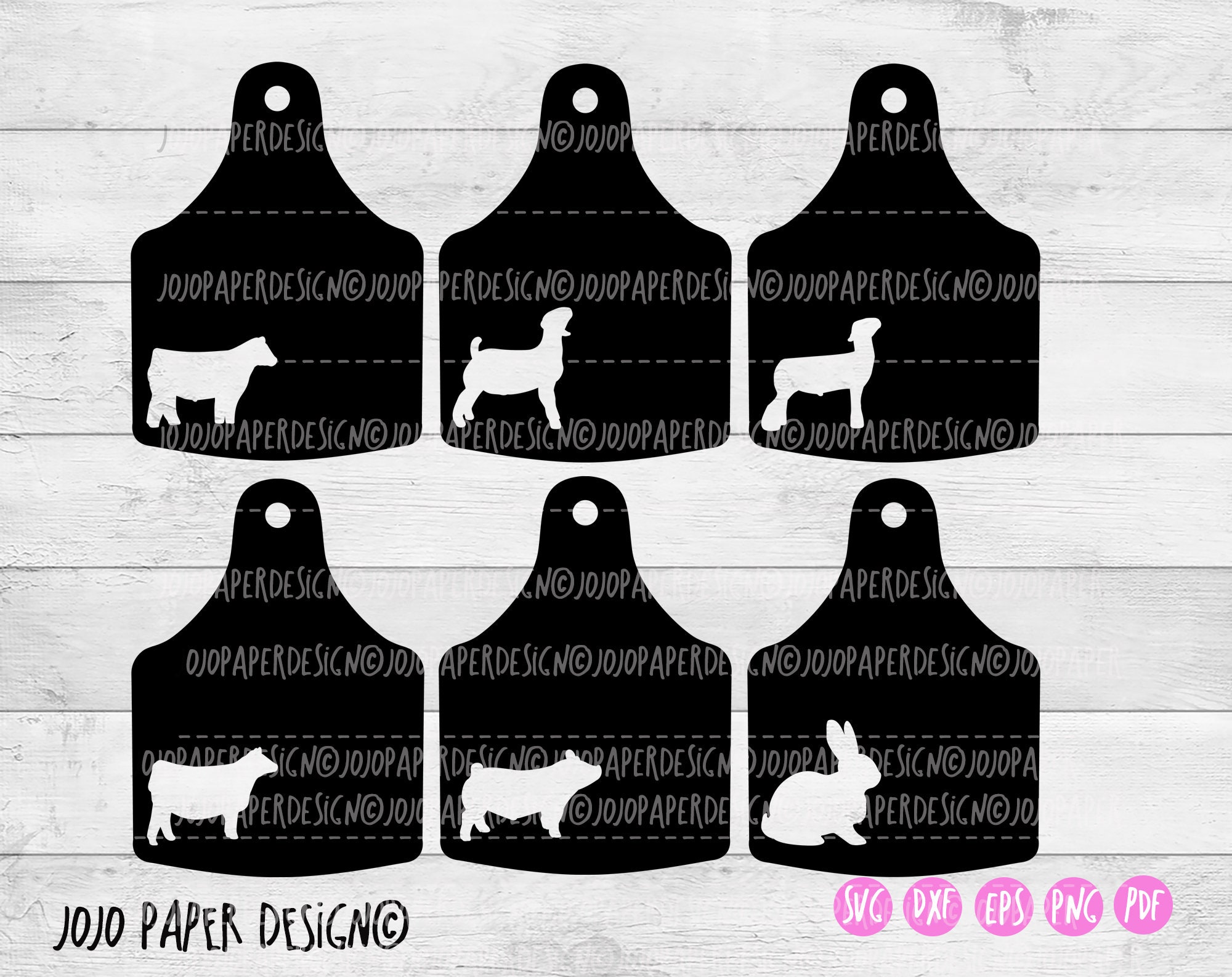 Show Animal Ear Tag SVG Bundle, Livestock Ear Tag Bundle, Pig Ear Tag ...