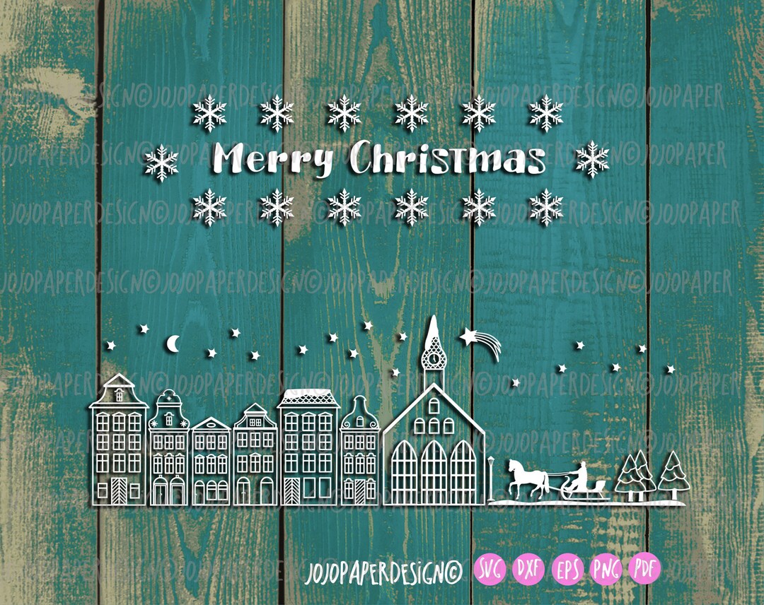 Christmas Houses Window Decoration SVG, Merry Christmas SVG for ...