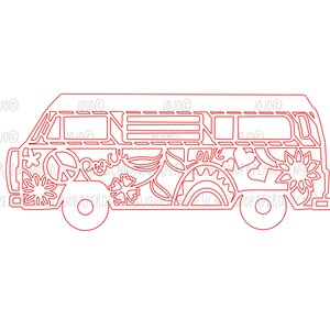 Groovy Floral Van SVG With Peace Sign and Hippie Symbols , Boho Van ...