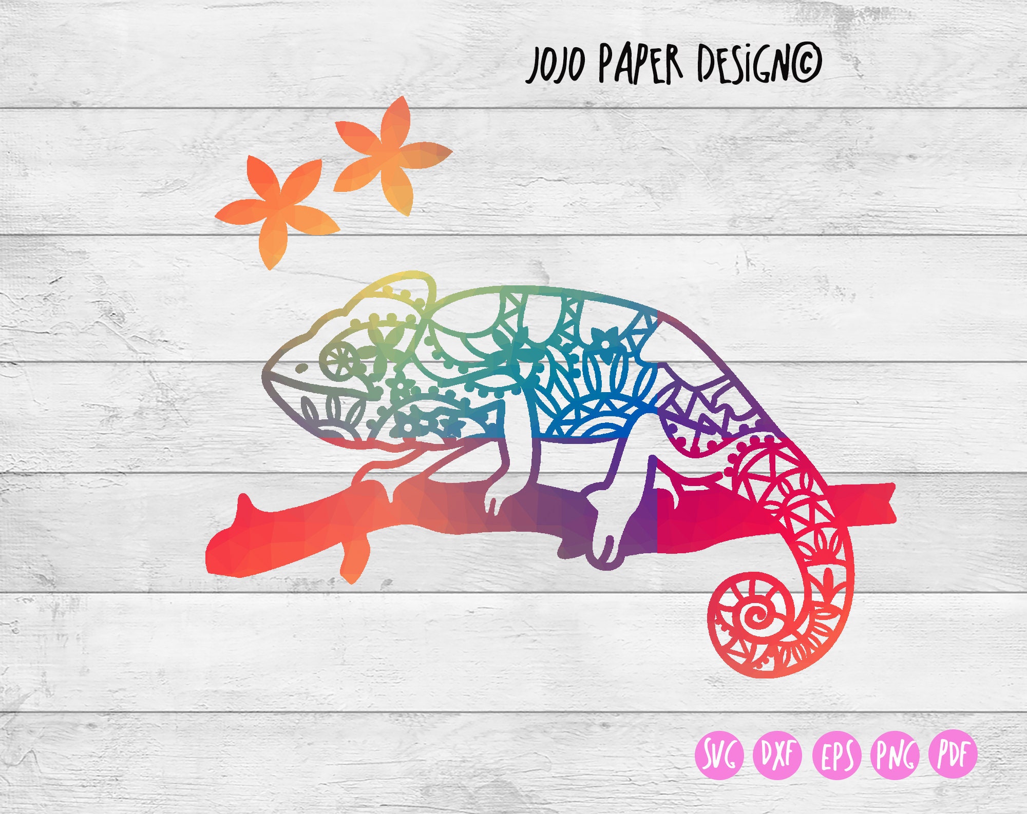 Chameleon SVG, Dxf, Eps, Pdf, Png, Colored Clipart Chameleons Shown on ...