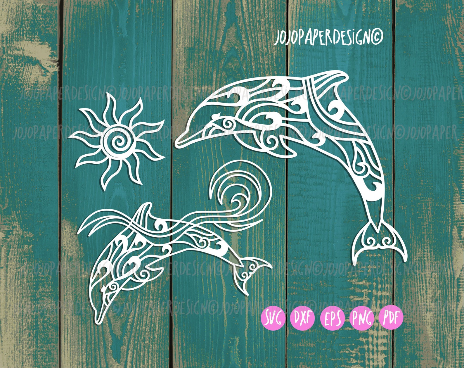 Dolphin SVG Perfect for Cricut Silhouette, Sea Animal SVG, Wave and ...