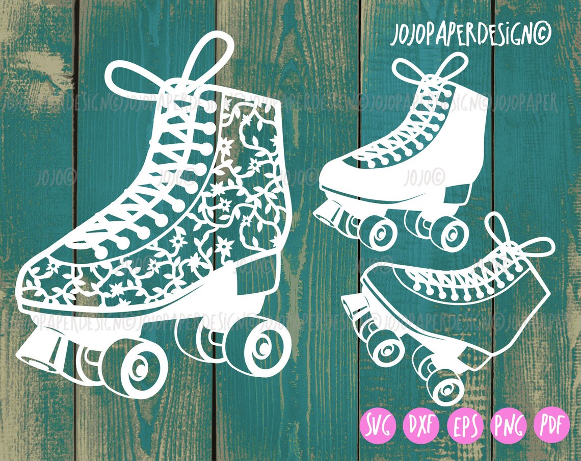 Roller Skate Svg Floral Roller Skate Svg Paper Cut Template - Etsy