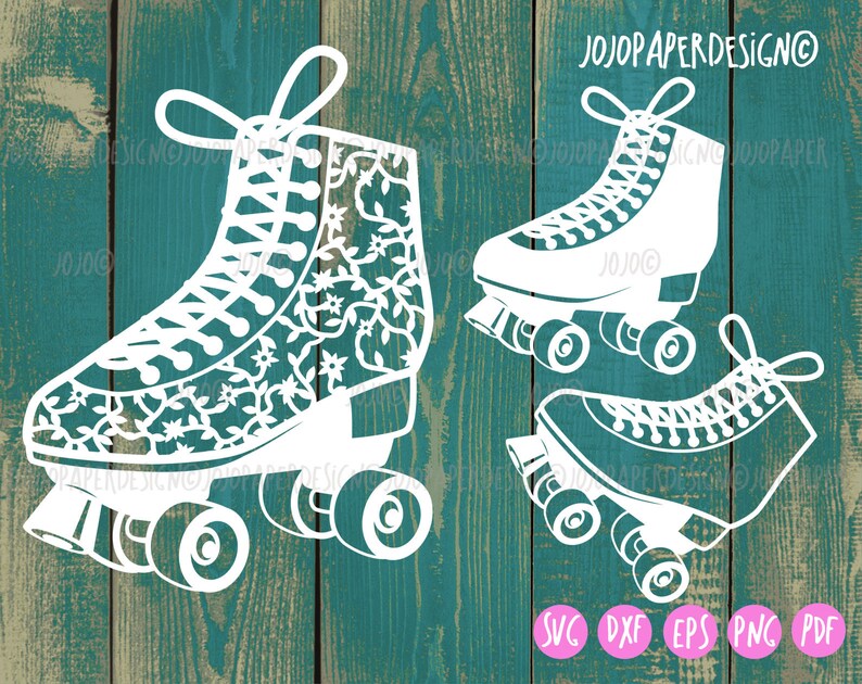Roller Skate Svg Floral Roller Skate Svg Paper Cut Template - Etsy