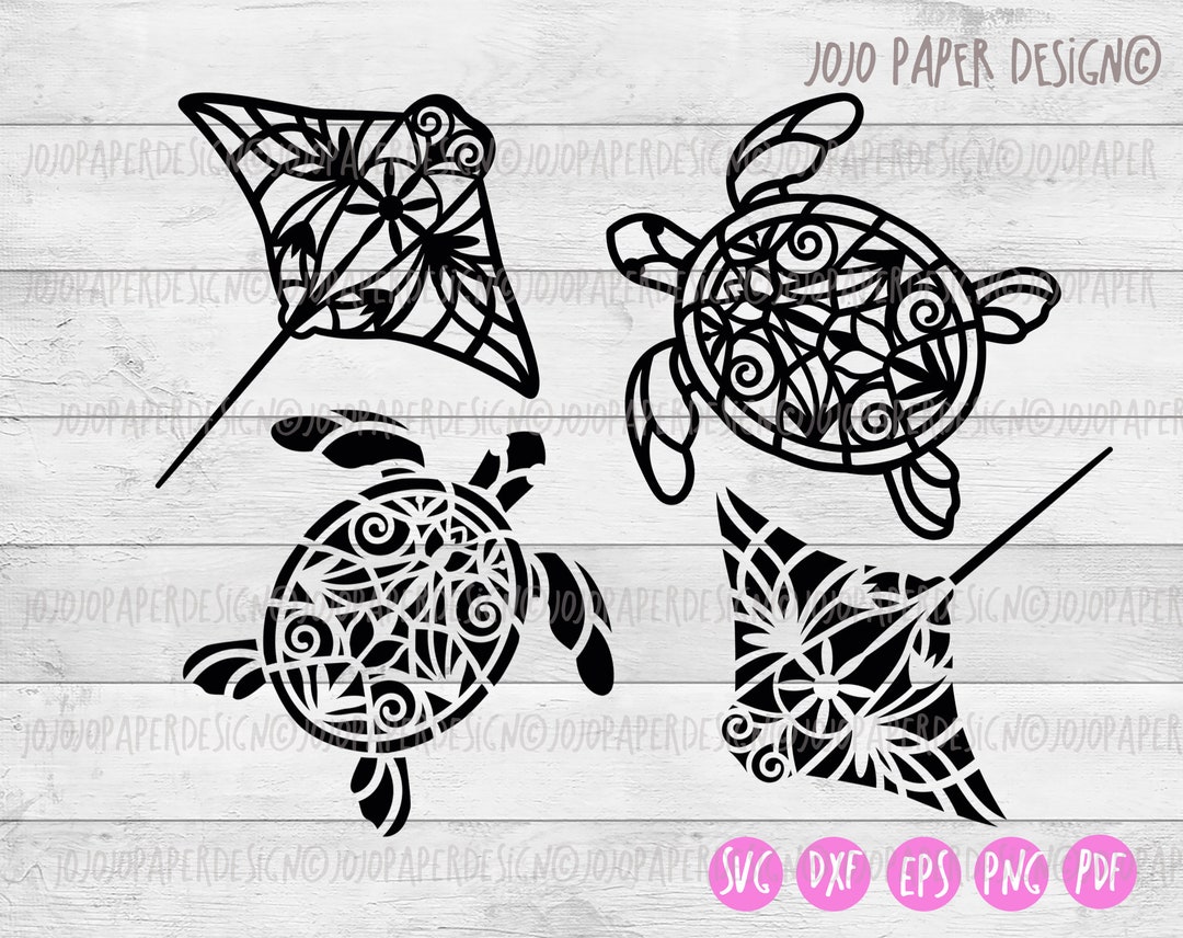 Floral Turtle SVG, Sea Turtle SVG, Tribal Ray SVG, Stingray Svg, Ocean ...