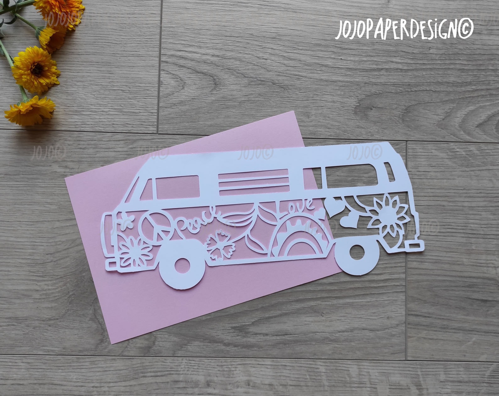 Groovy Floral Van SVG With Peace Sign and Hippie Symbols , Boho Van ...
