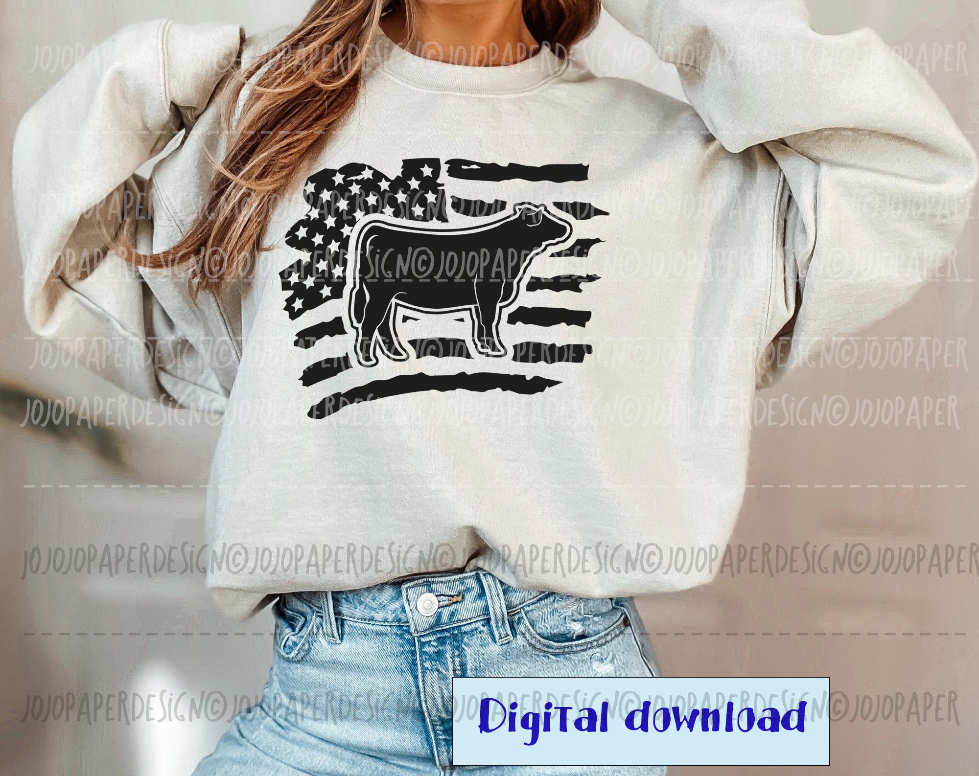Show Heifer US Flag SVG, Show Cattle Svg, Show Heifer PNG Clipart, Beef ...